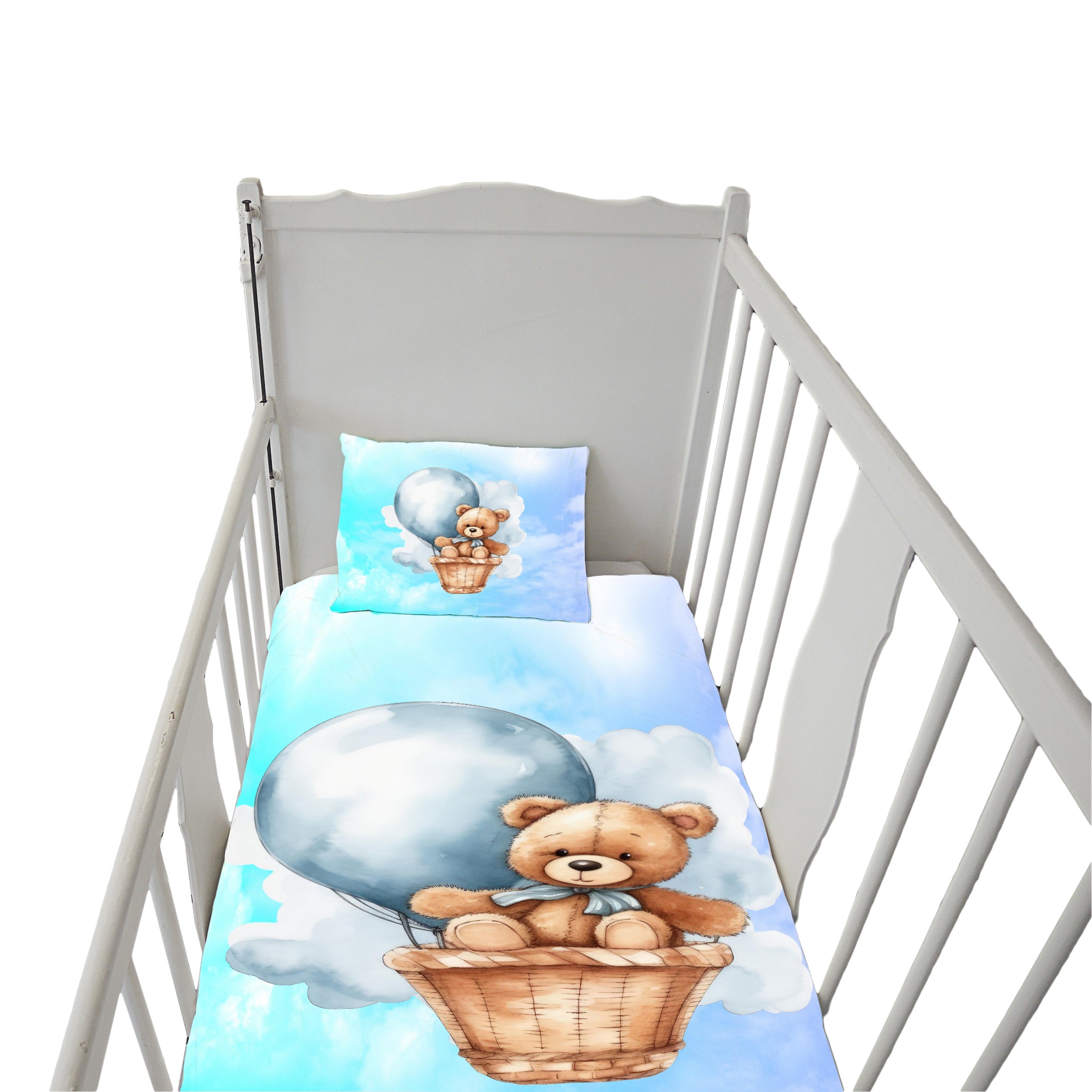 Blue Teddybear Cot Duvet Set – Print with Passion Decor