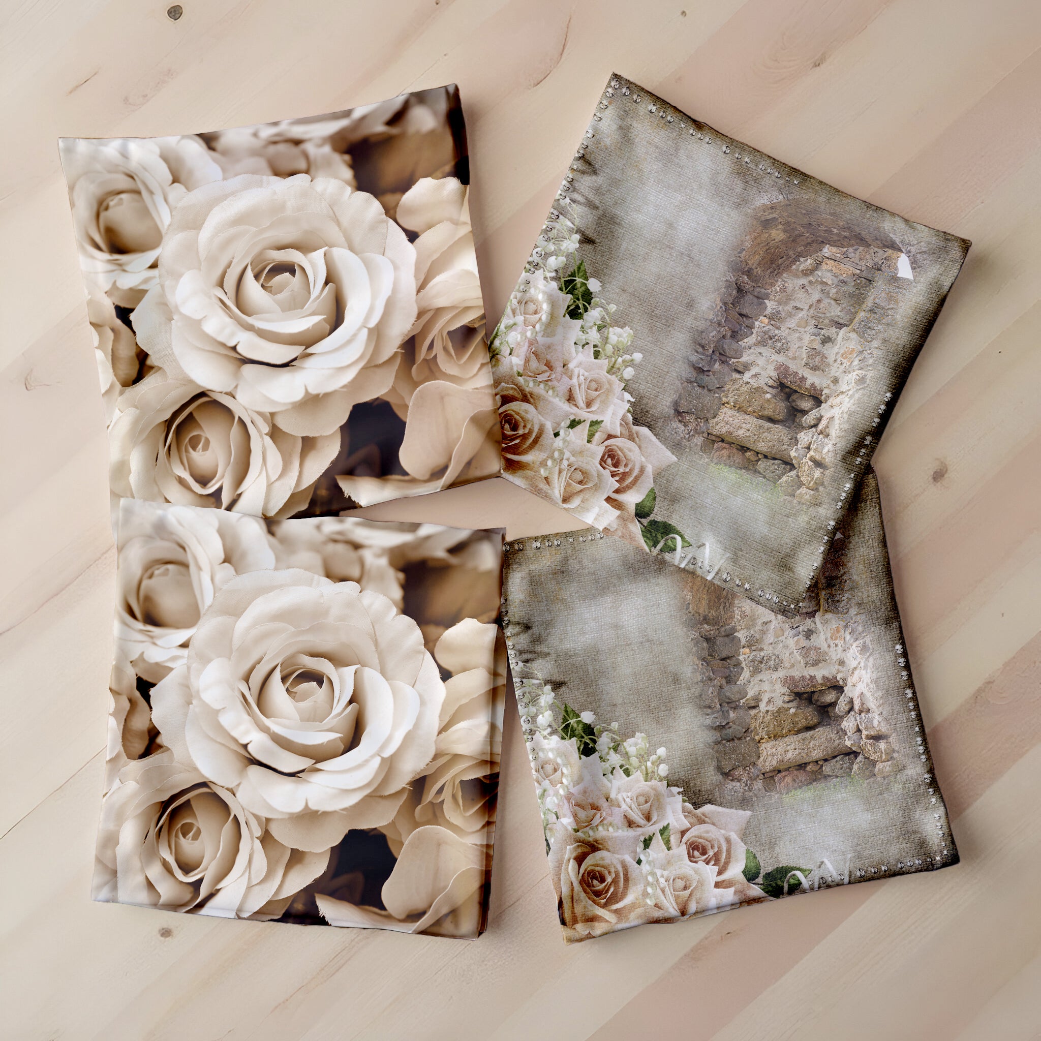 Cream Wall Flowers Luxury Scatter Covers (Set of 4) – Print with ...