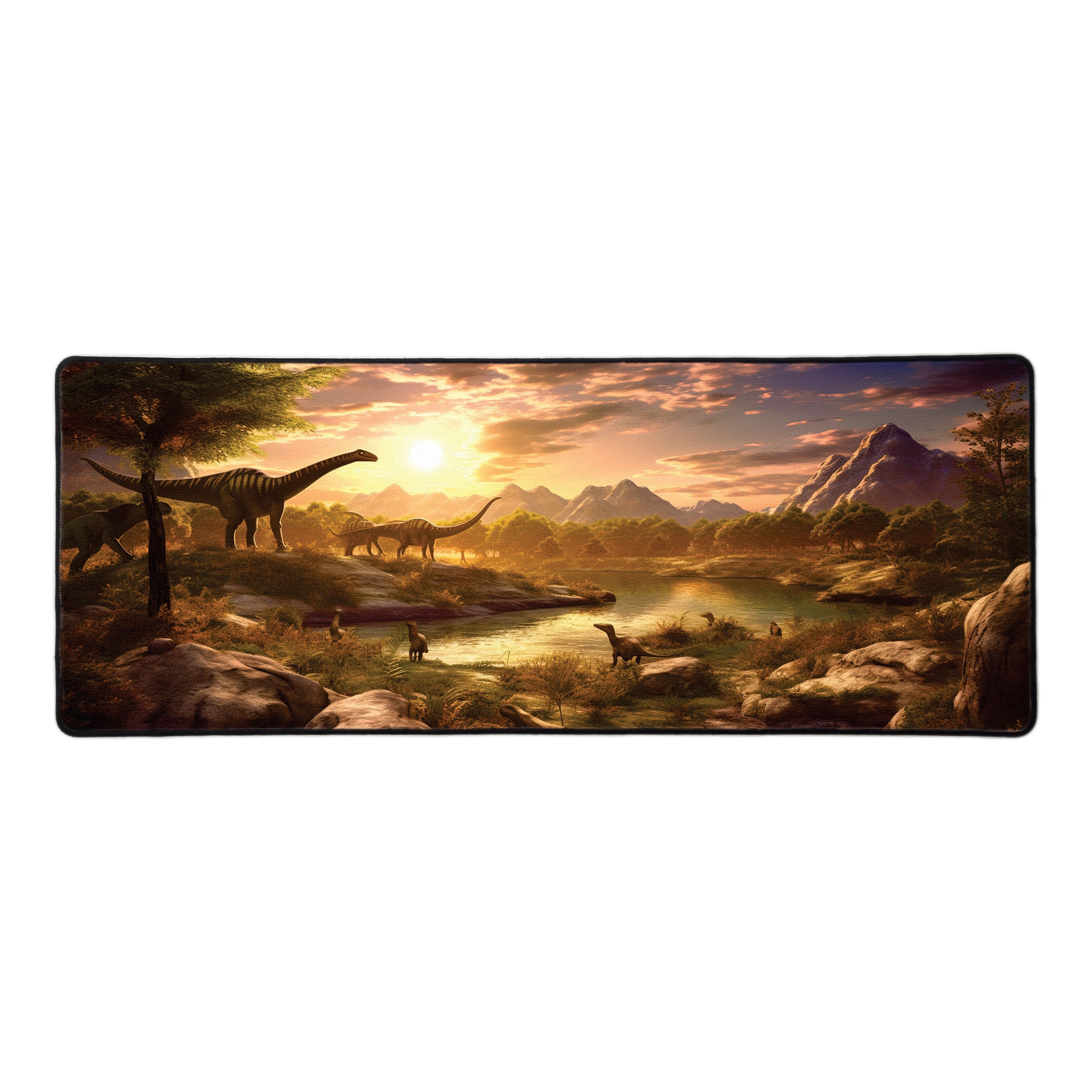 Dinosaurs at Sunrise Large Desk Pad – Print with Passion Decor