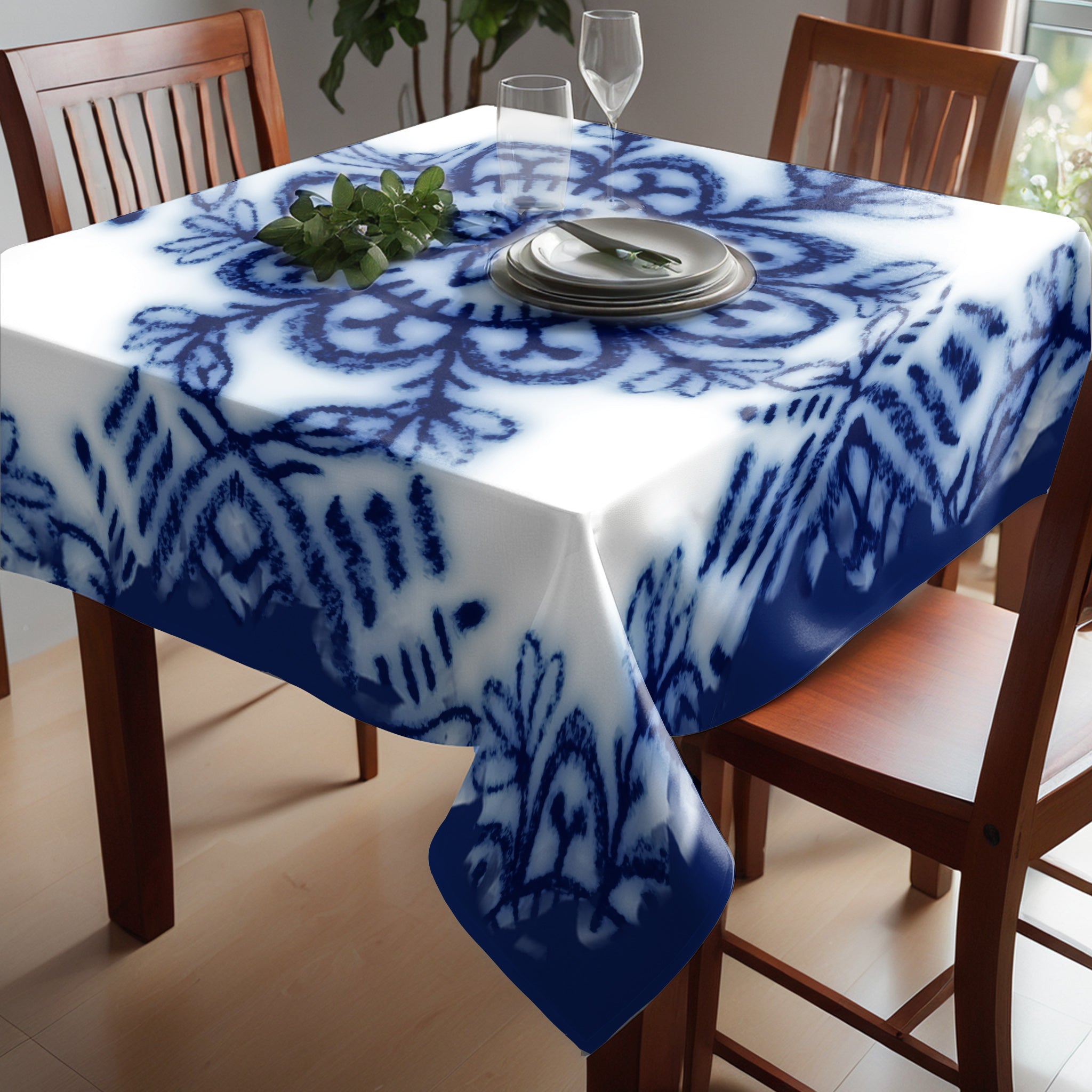 Floral Delft Square Tablecloth – Print with Passion Decor