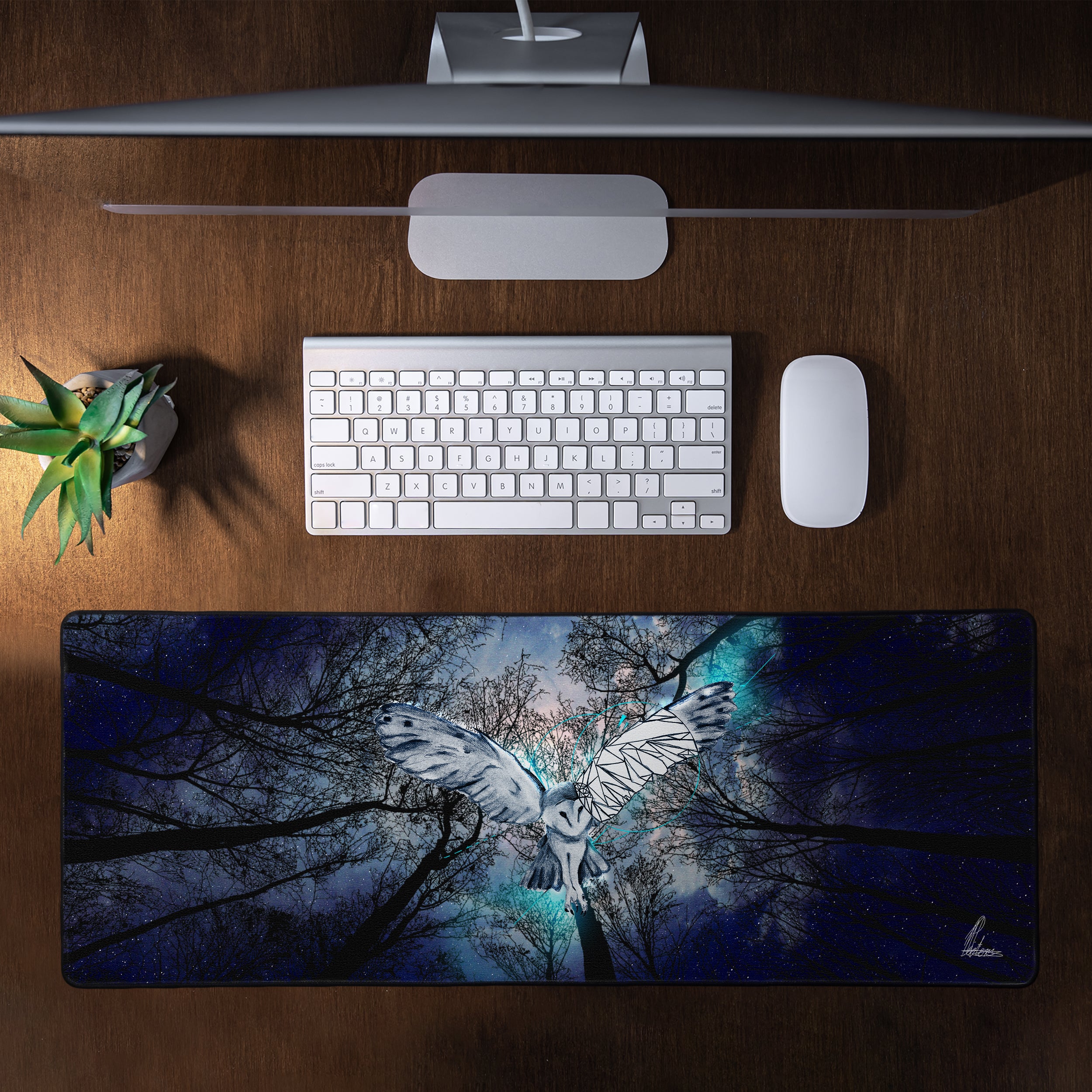 Diving Owl By Nathan Pieterse Large Desk Pad – Print with Passion Decor