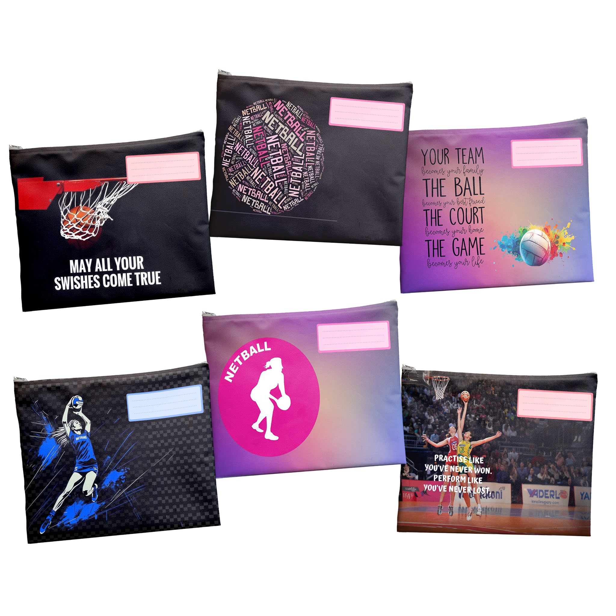 Netball Subject Savvy Book Bags Set of 6 – Print with Passion Decor