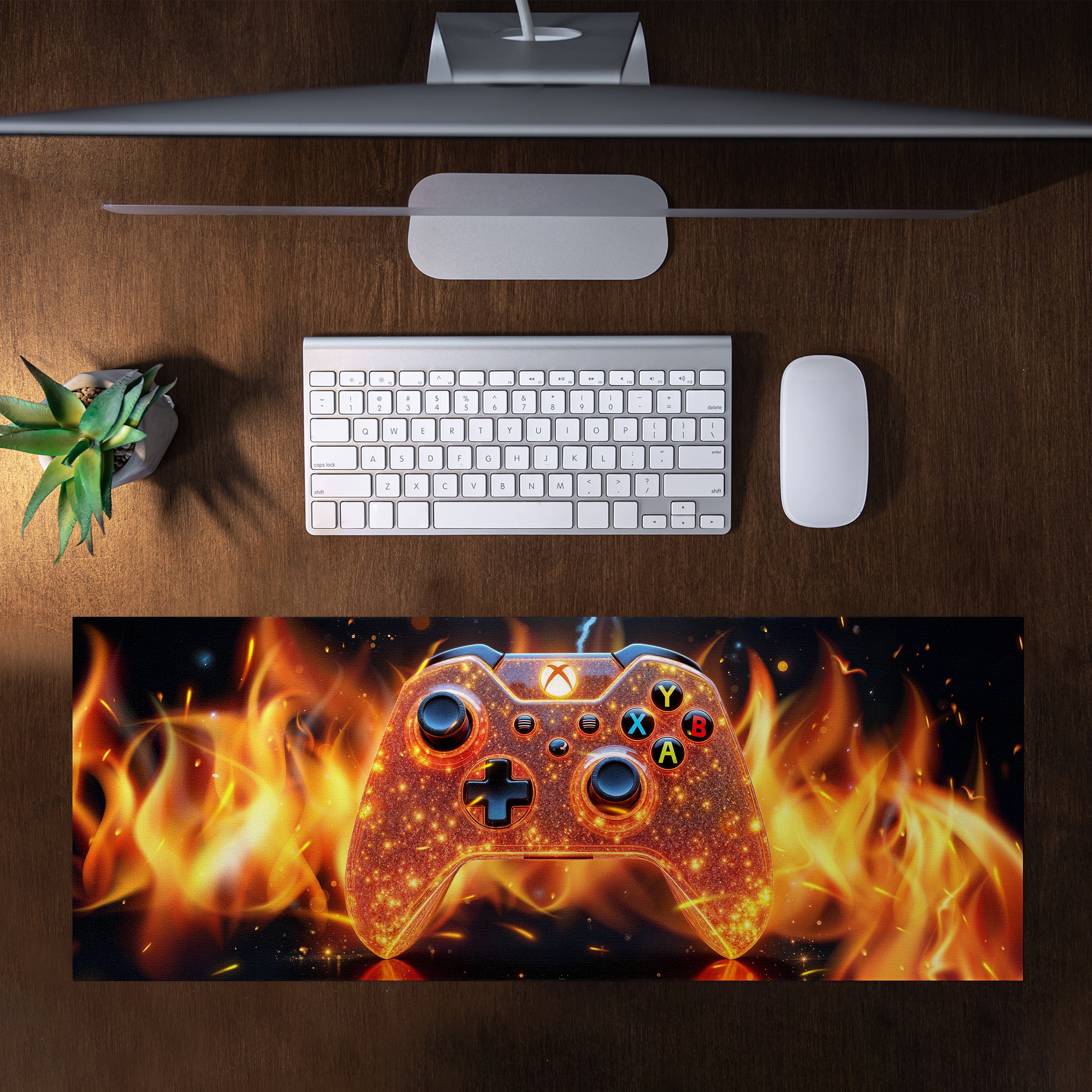 Oarnge Xbox Controller Flames Desk Pad – Print with Passion Decor