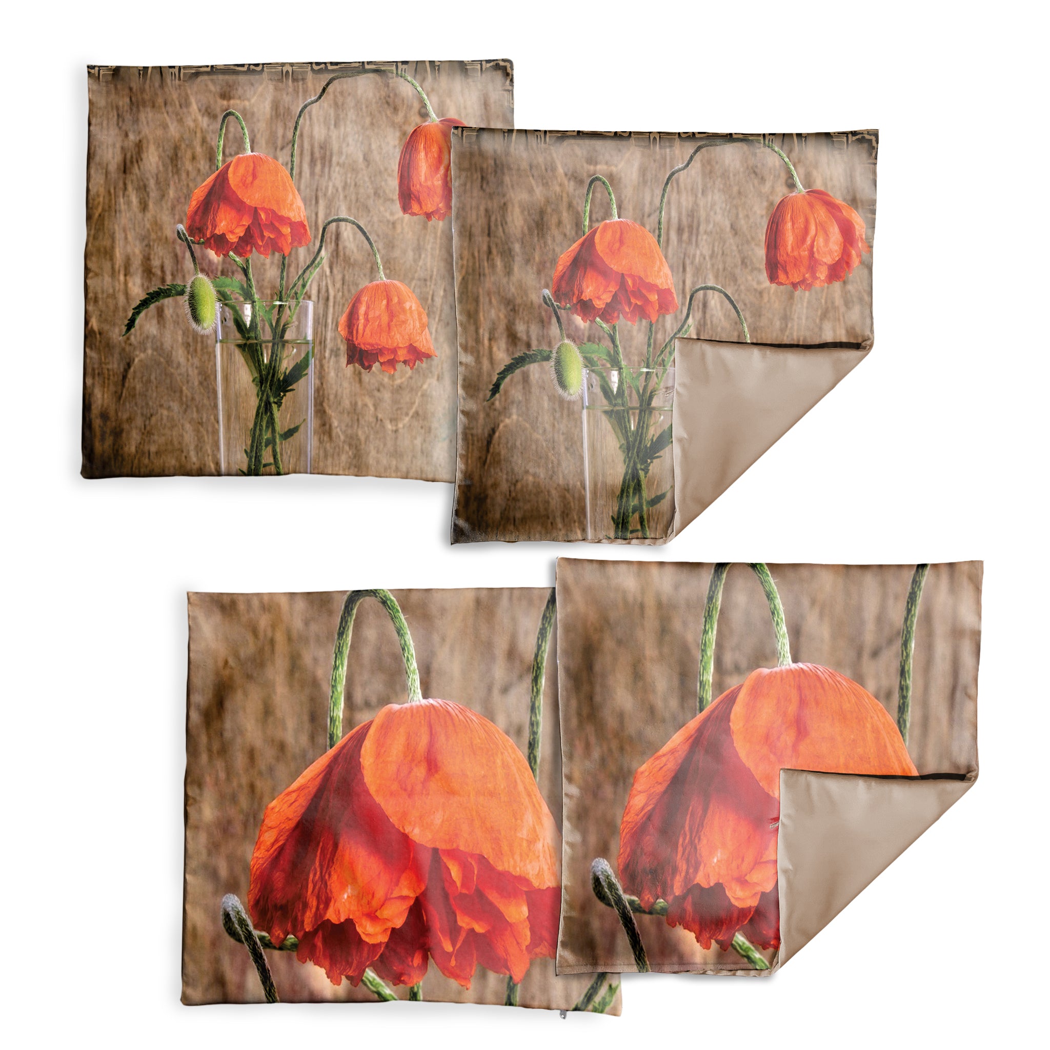 Poppy Flowers Luxury Scatter Covers (Set of 4) – Print with Passion Decor
