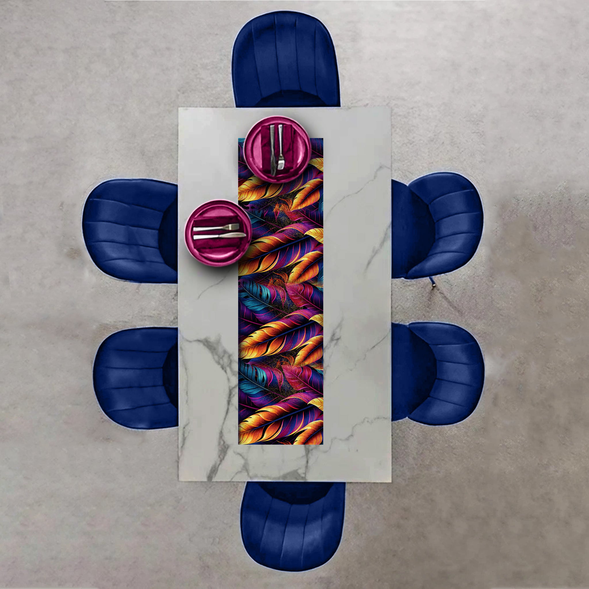 Royal Feather 160cm Table Runner – Print with Passion Decor