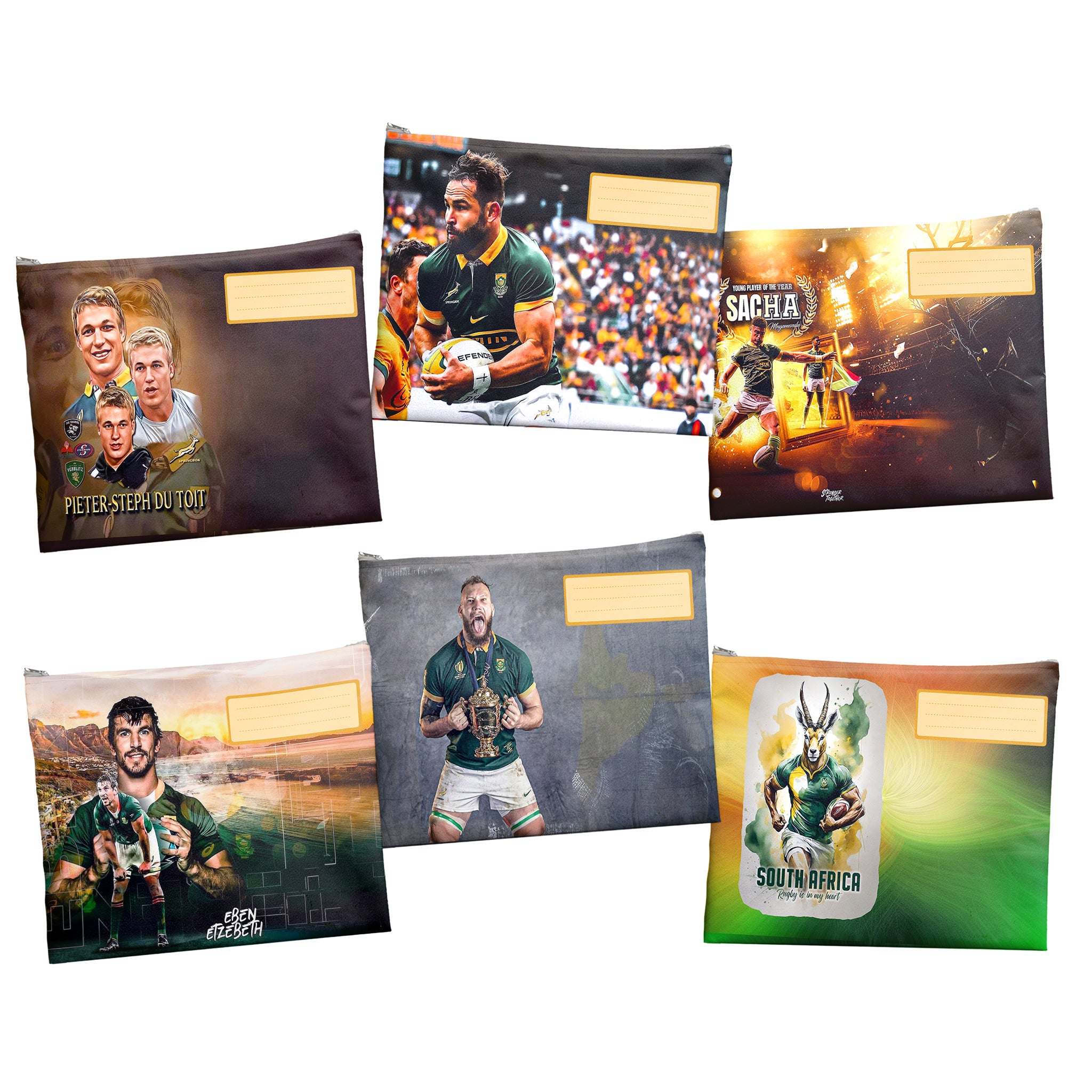 Rugby Legends Subject Savvy Book Bags Set of 6 – Print with Passion Decor