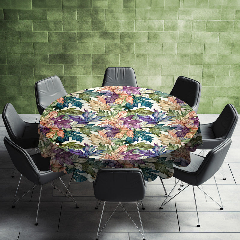 Rusty Leaves Round Tablecloth – Print with Passion Decor