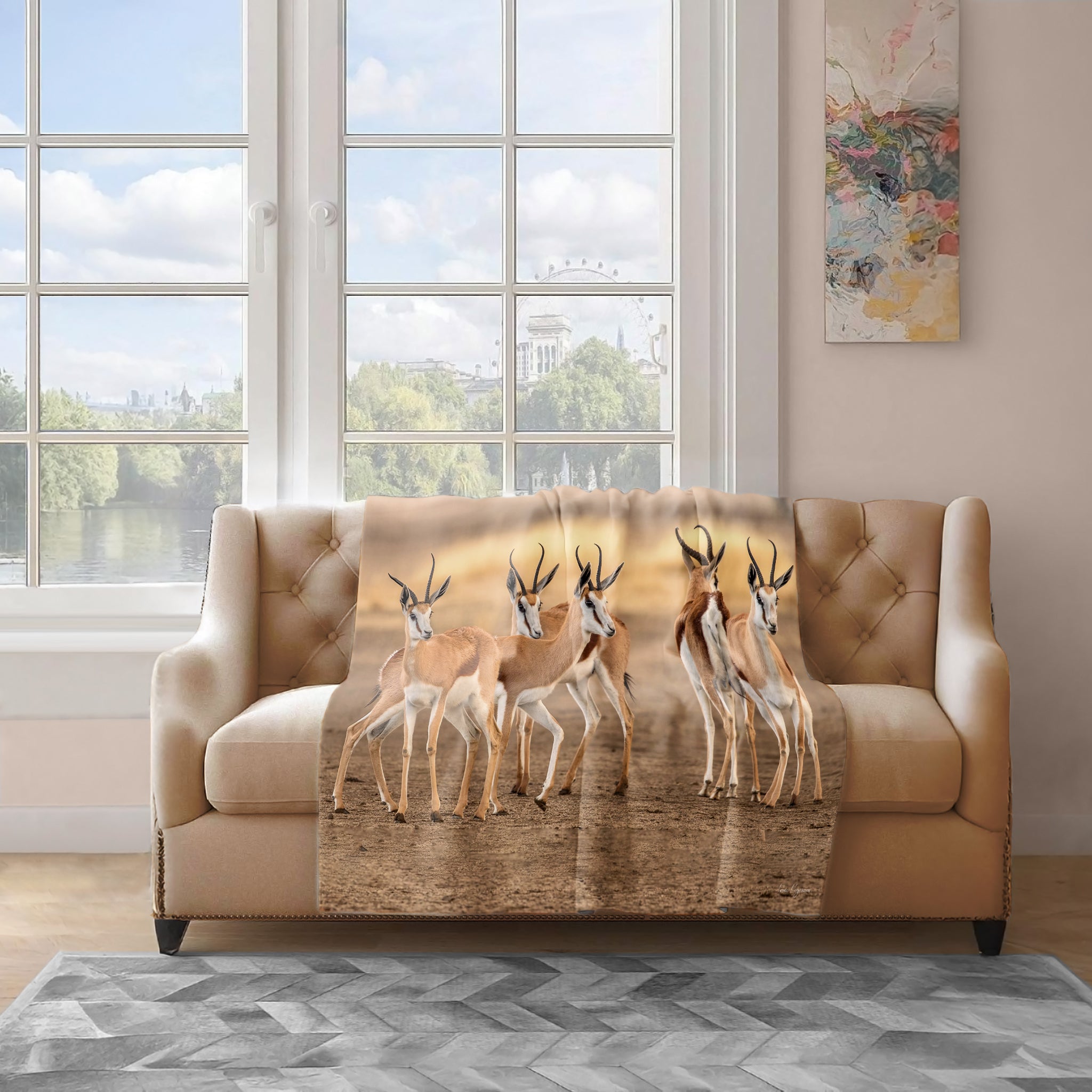 Springbok Gathering Light Weight Fleece Blanket By Fanie Heymans ...