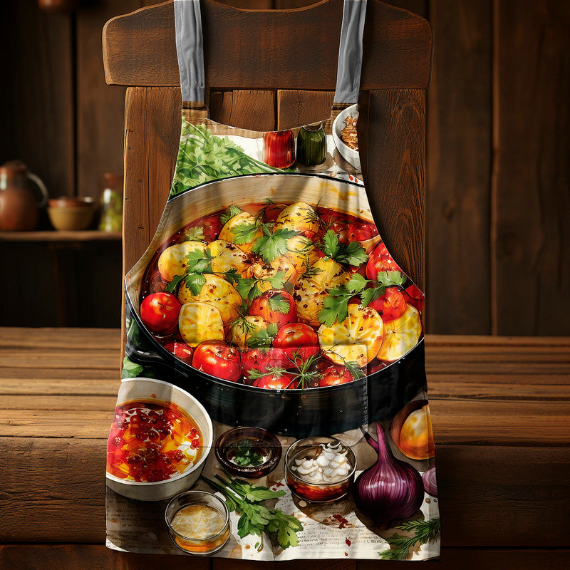 Tomato Casserole Medium Length Apron – Print with Passion Decor