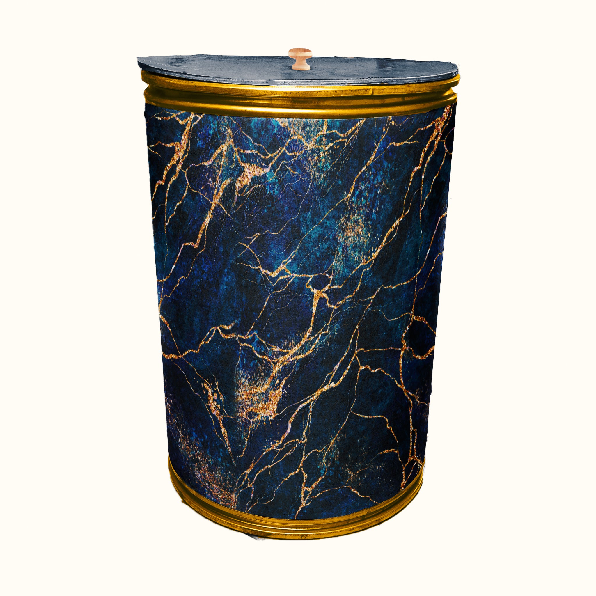 Blue Marble Decoupage Drum Cover – Print with Passion Decor