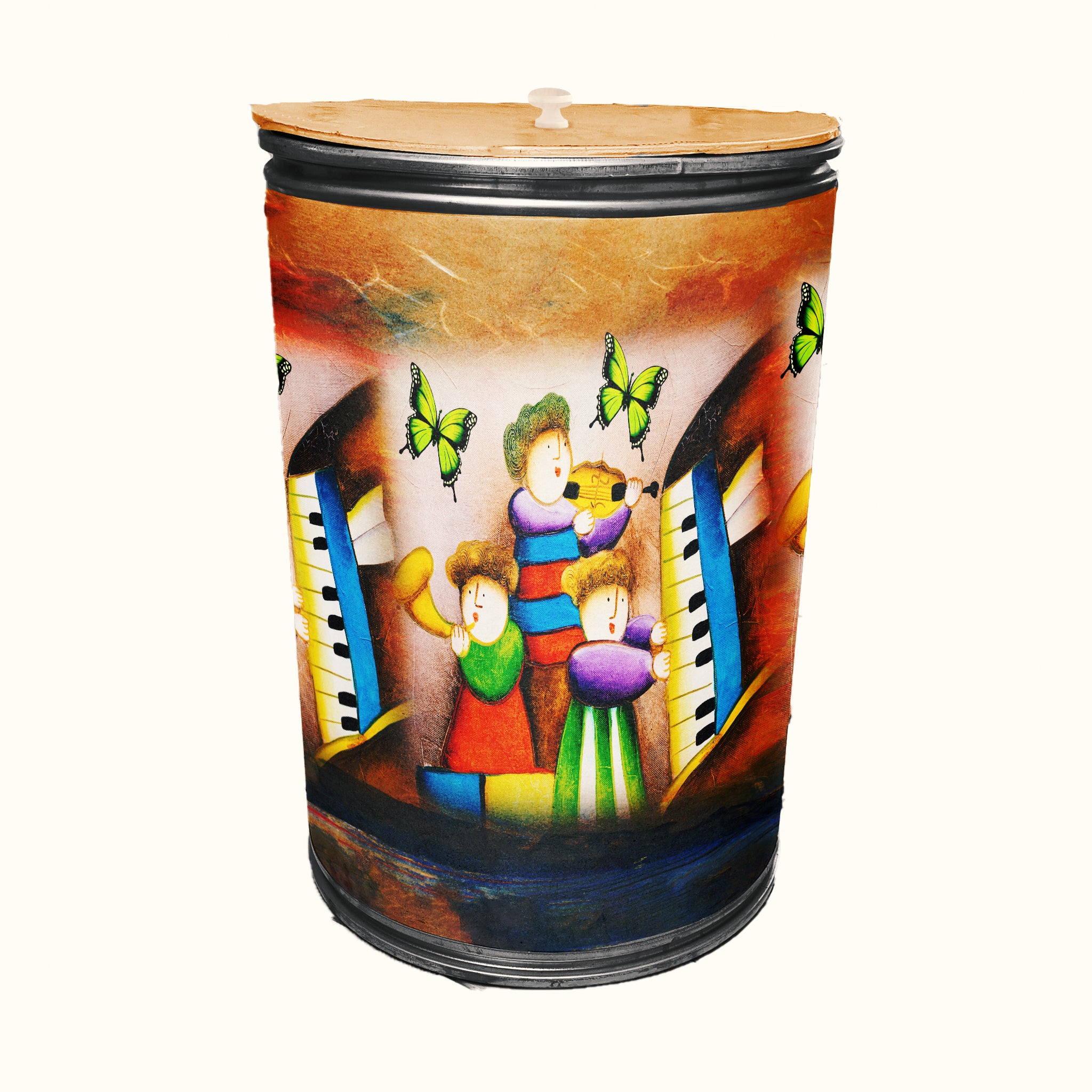 Colourful Band Decoupage Drum Cover – Print with Passion Decor