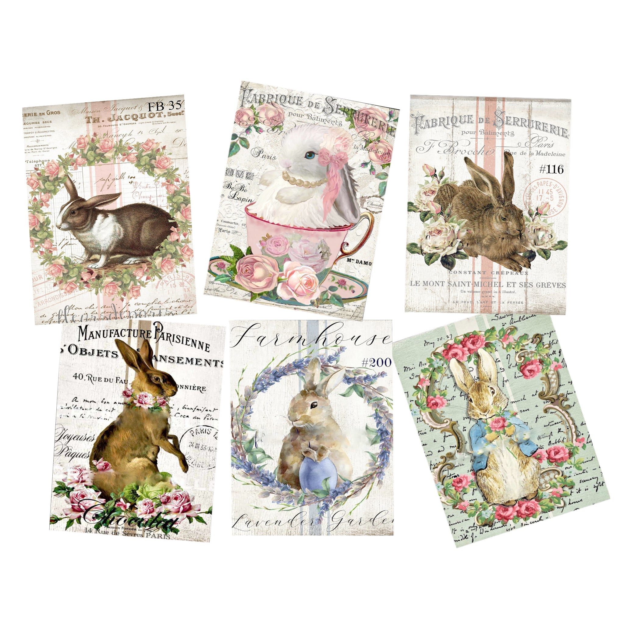 Vintage Rabbits Decoupage A4 or A5 – Print with Passion Decor